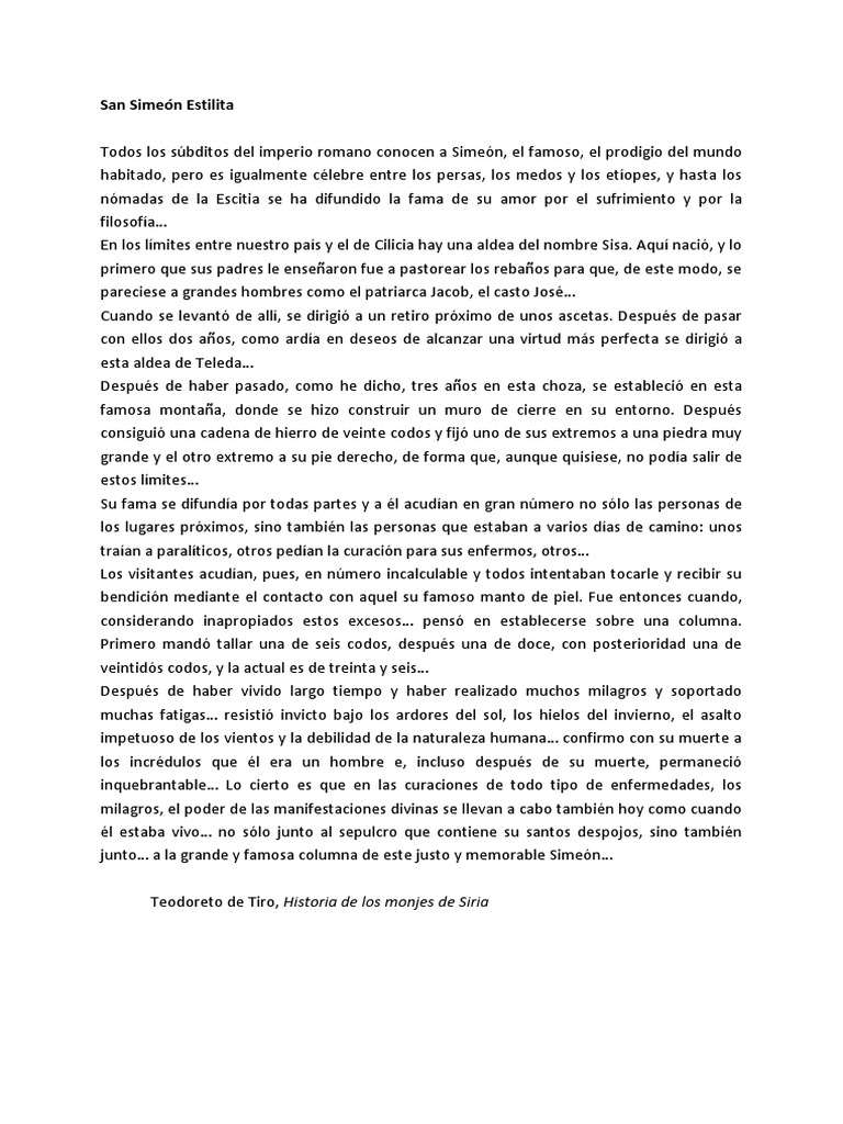 Texto San Simeón Estilita | PDF