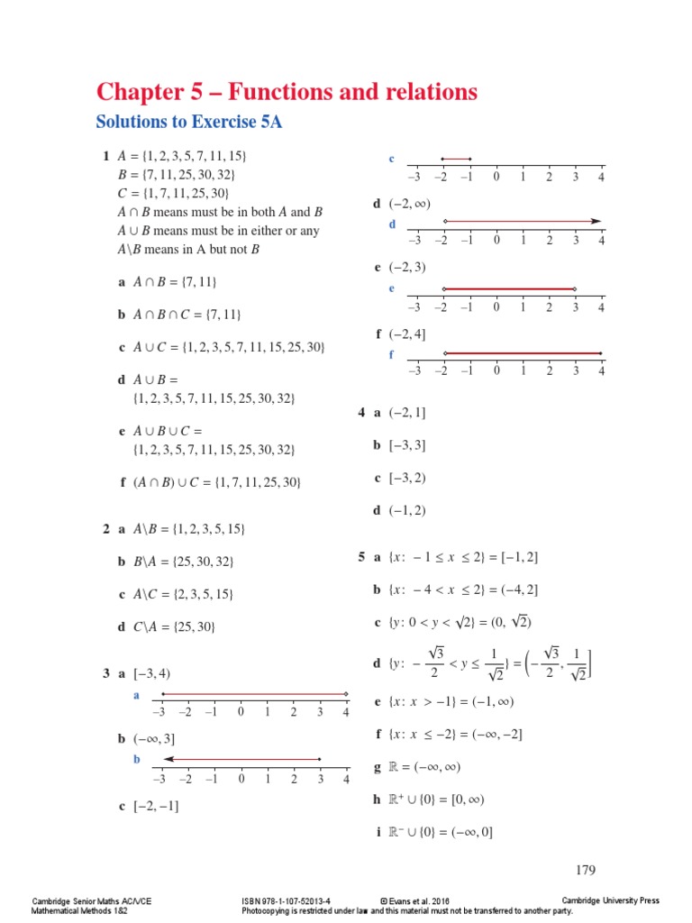 Chapter 5 - Functions and Relations: Solutions To Exercise 5A | PDF ...
