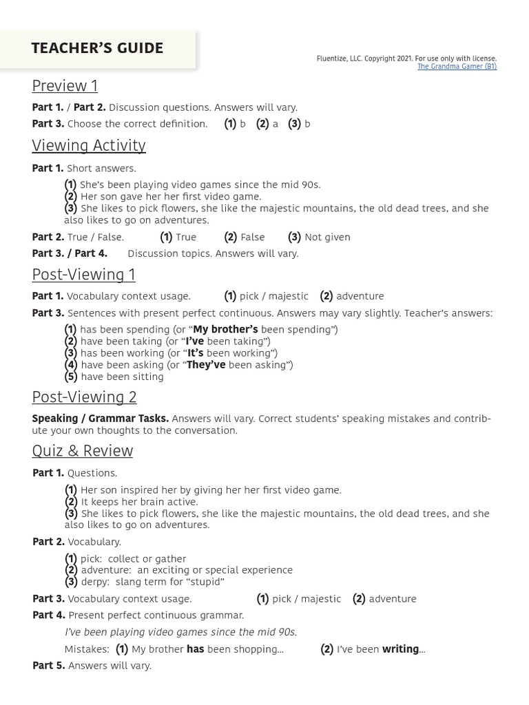 Preview 1 Viewing Activity: Teacher'S Guide | PDF