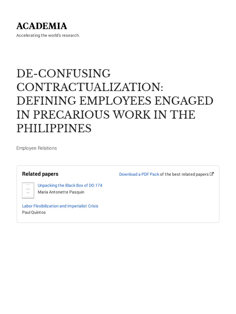 De-Confusing Contractualization: Defining Employees Engaged in ...