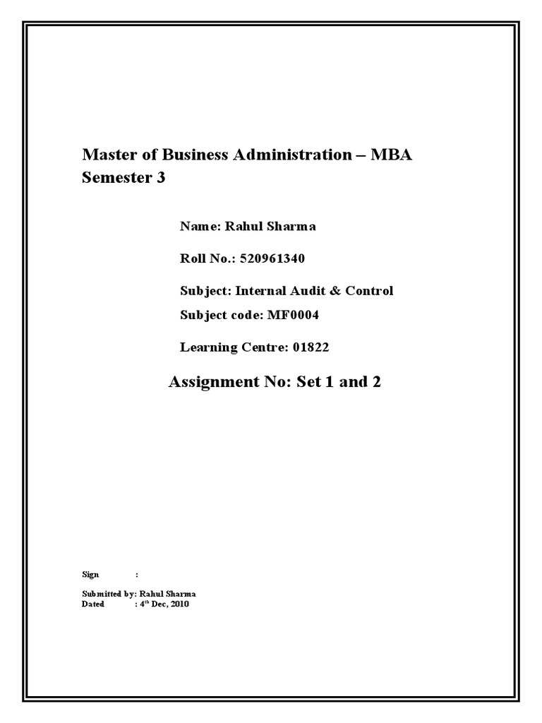 Master of Business Administration - MBA Semester 3 | PDF | Audit ...