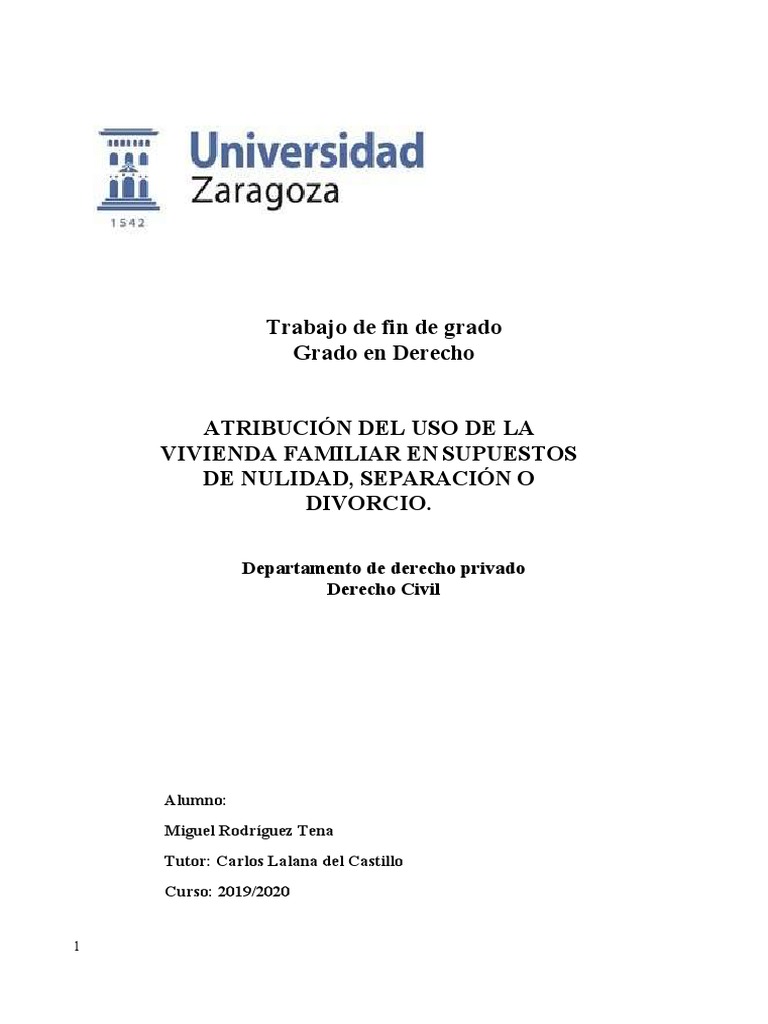 Taz TFG 2020 2759 | PDF | Divorcio | Propiedad