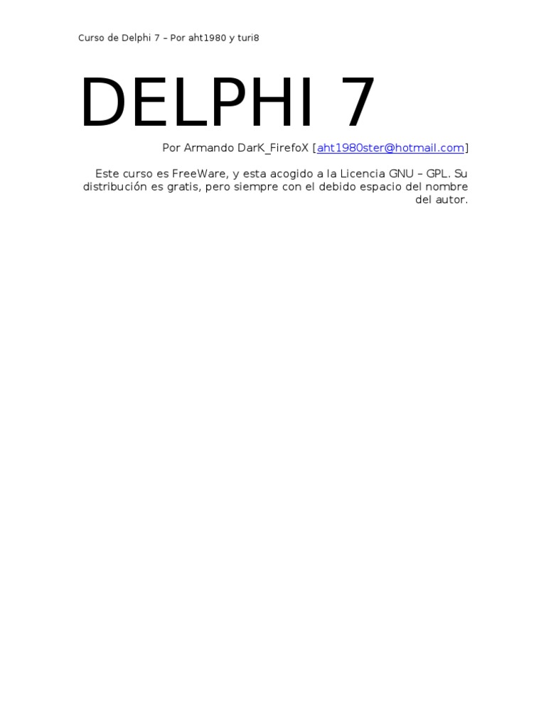 Curso de Delphi 7 | PDF | Ventana (informática) | Programa de computadora