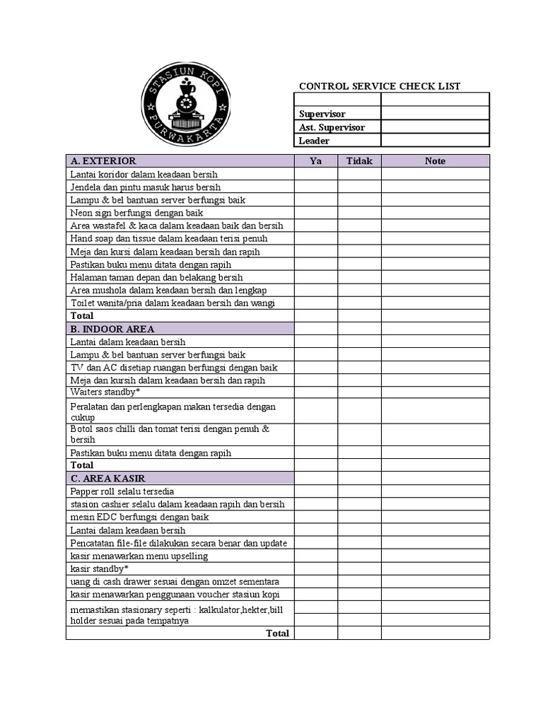 Control Service Check List | PDF