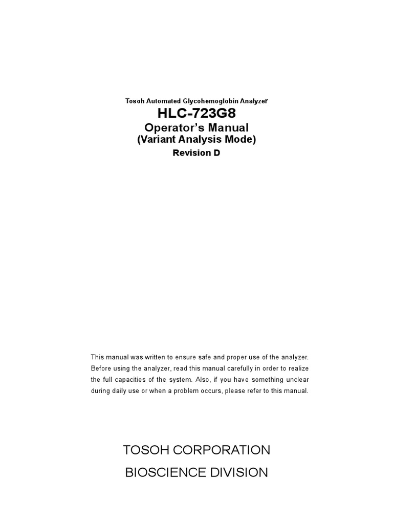 HLC 723G8 OperatorsManual (Variant) D | PDF