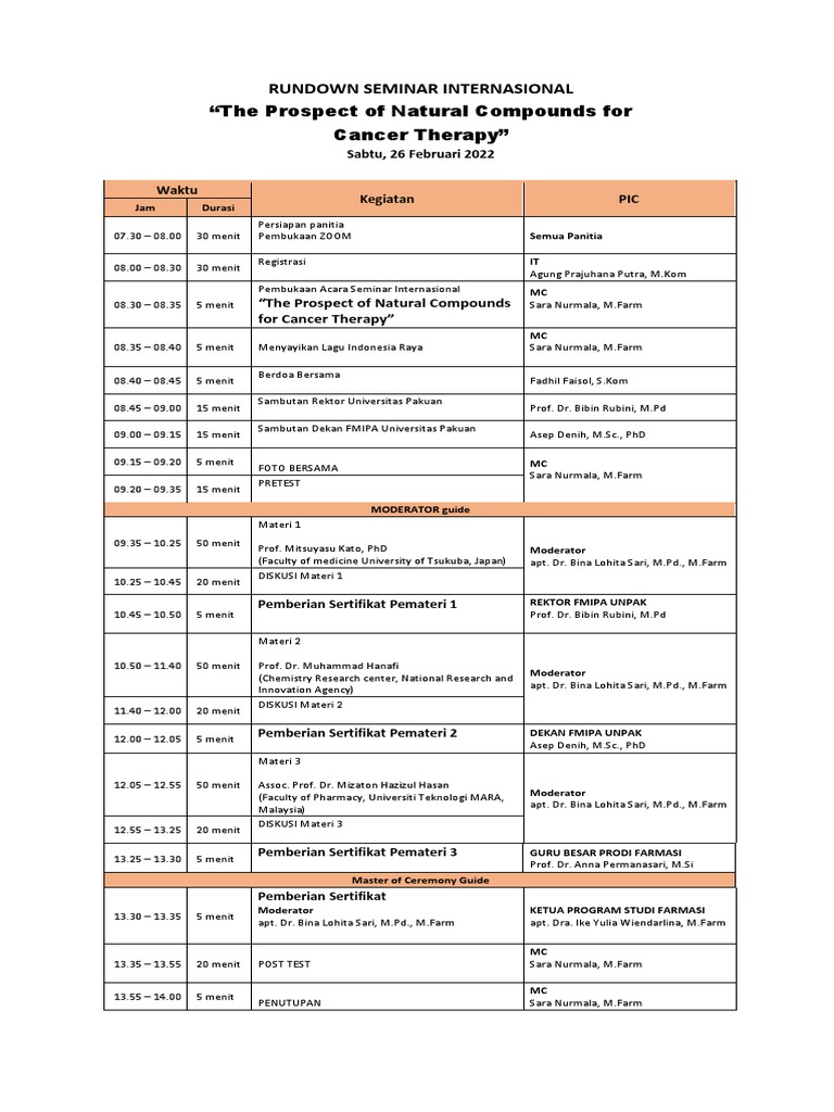 RUNDOWN SEMINAR INTERNASIONAL (New) | PDF