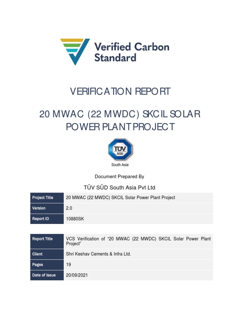 VCS-Verification-Report-Keshav Cement01 | PDF | Clean Development ...