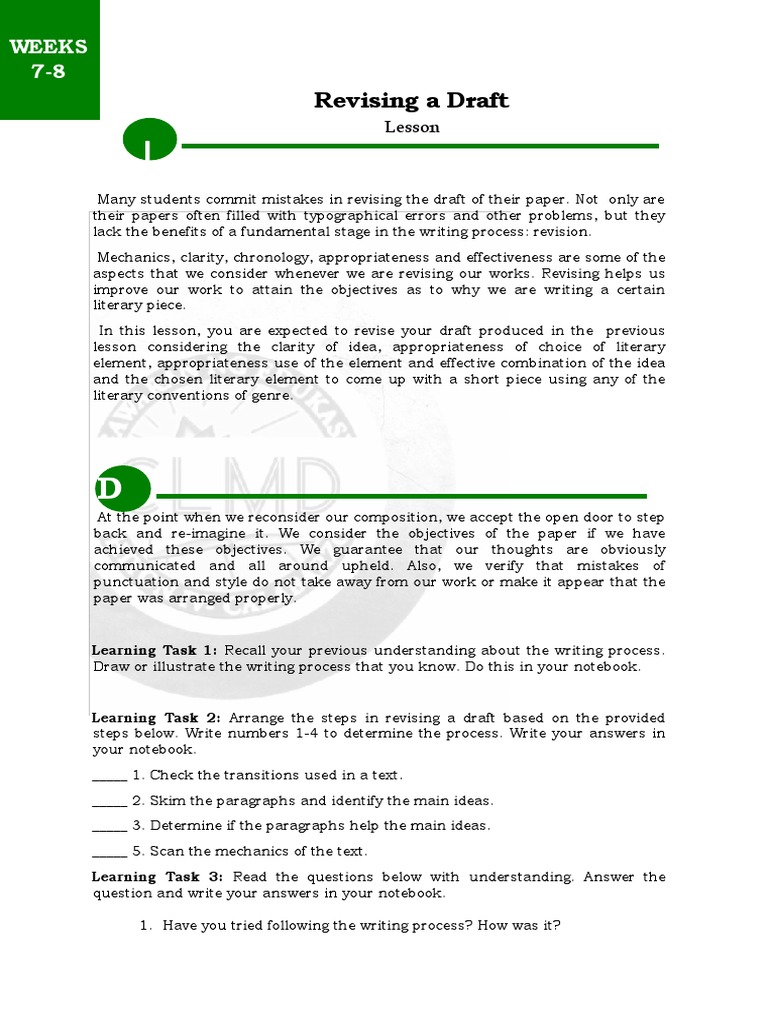 Revising a Draft Lesson | PDF | Communication | Linguistics
