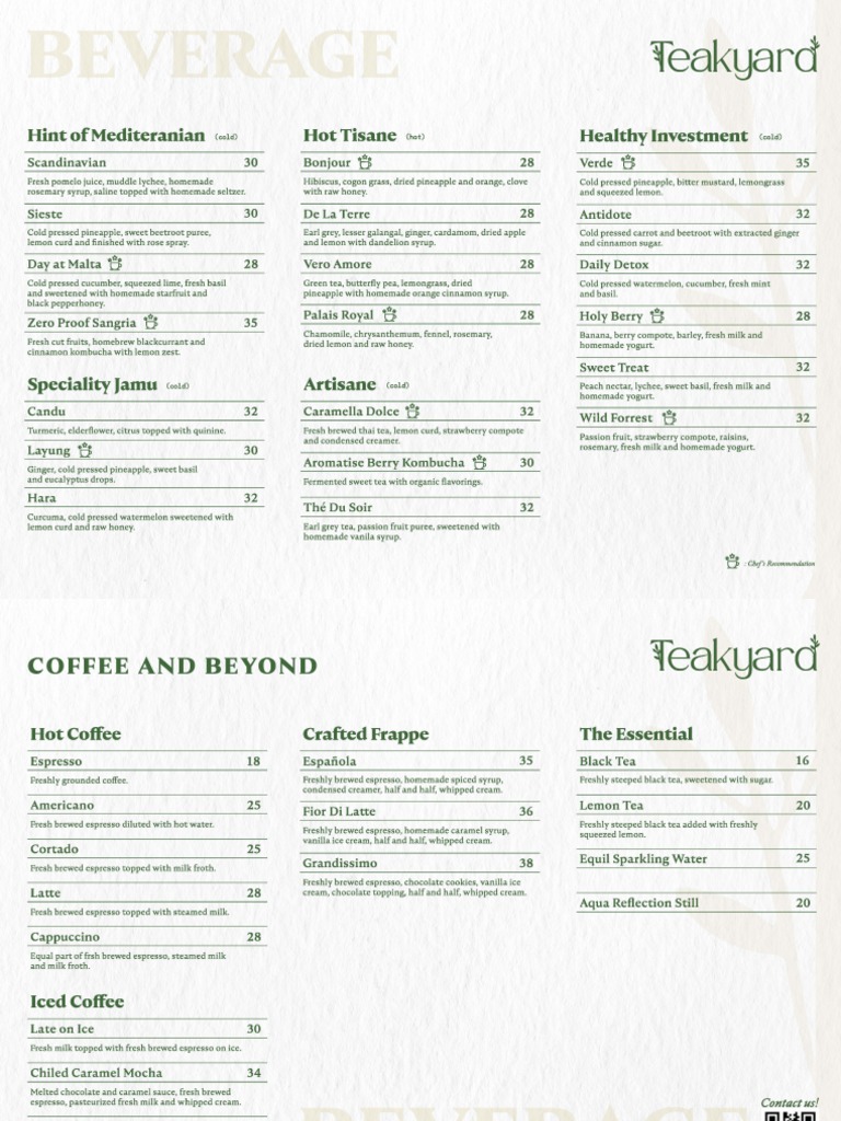 Teakyard - Soft Opening Menu 2022 | PDF
