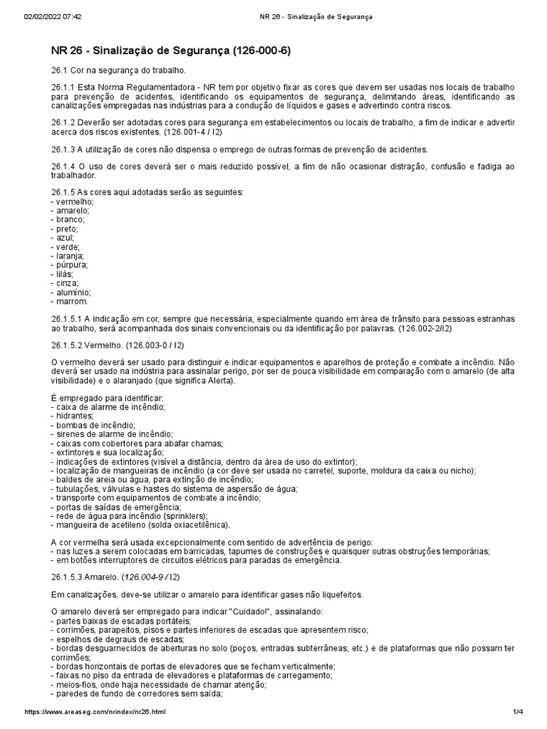 Cores da NR 26 na Sinalização de Segurança | PDF | Petróleo | Cor