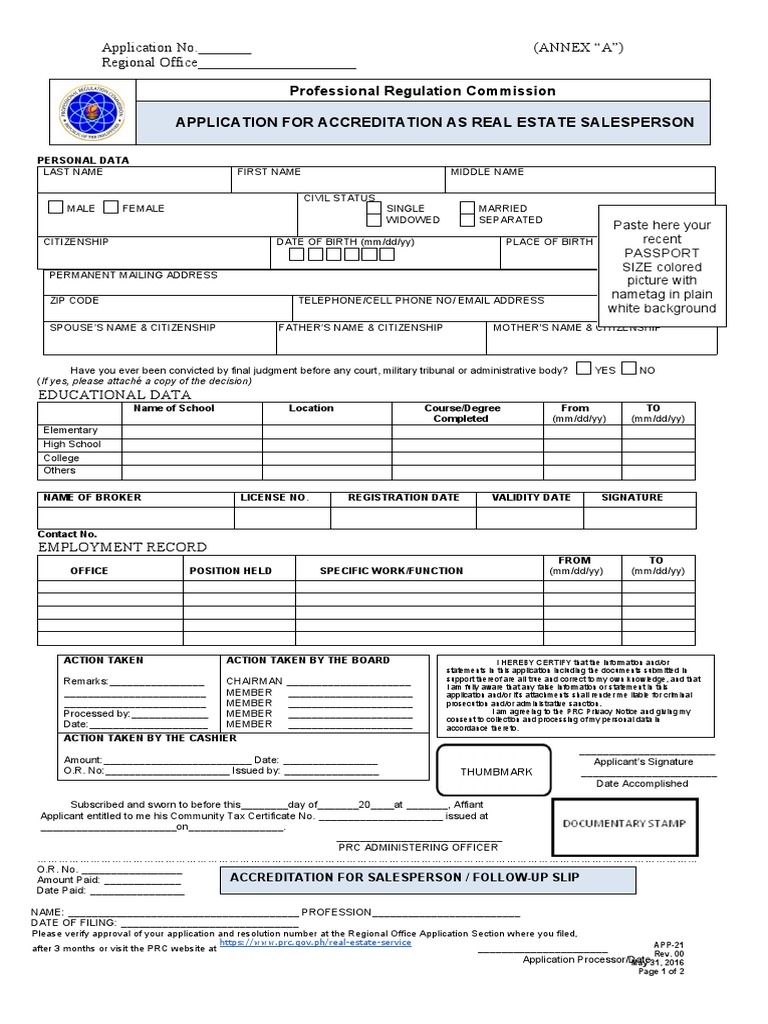 2021-11 Annex A Application Form - Res - 0 | PDF