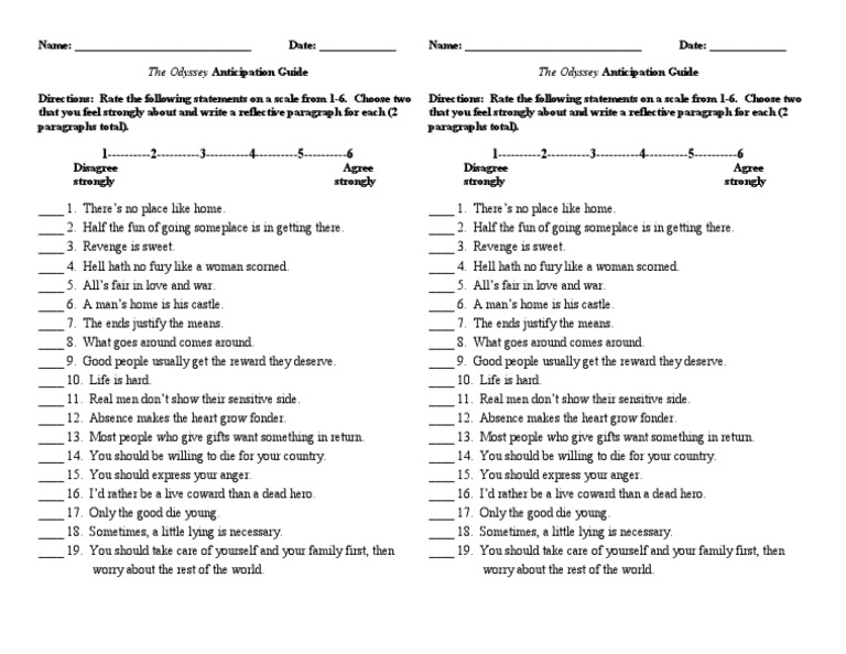 The Odyssey Anticipation Guide | PDF