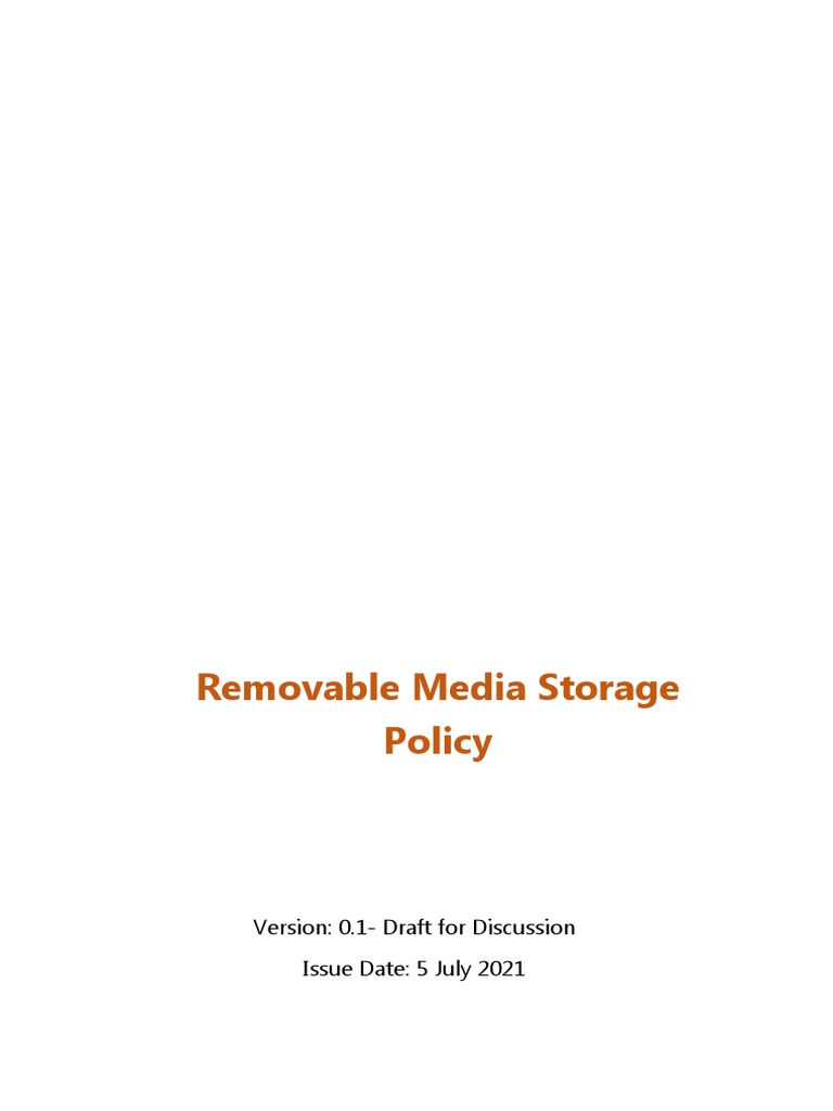 Removable Storage Media Policy V0.1 | PDF | Computer Data Storage | Usb