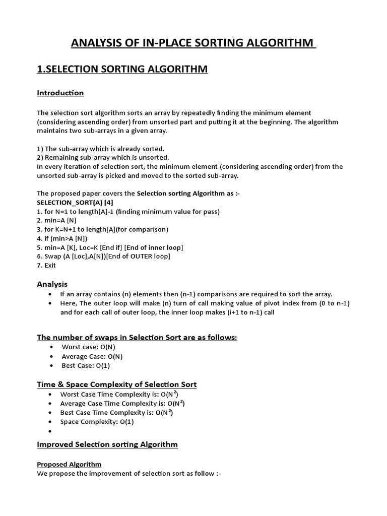 Inplace Sorting Algorithm Pdf Discrete Mathematics Computer Science 2403