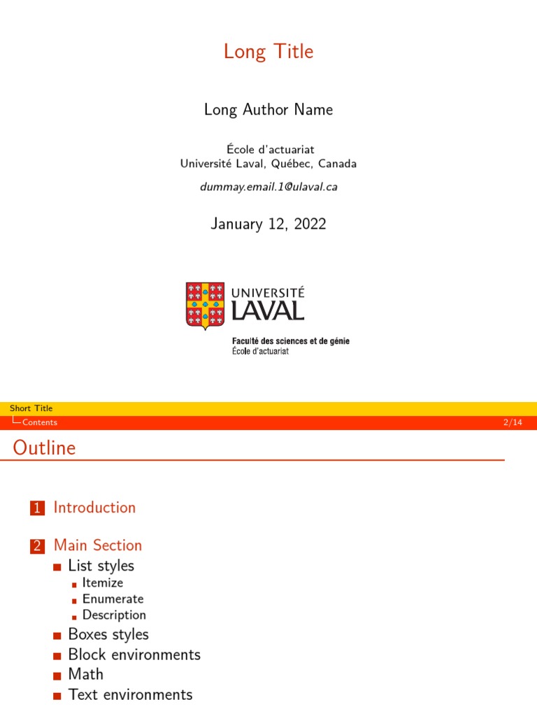 Using the ULaval Beamer Template | PDF | Mathematics