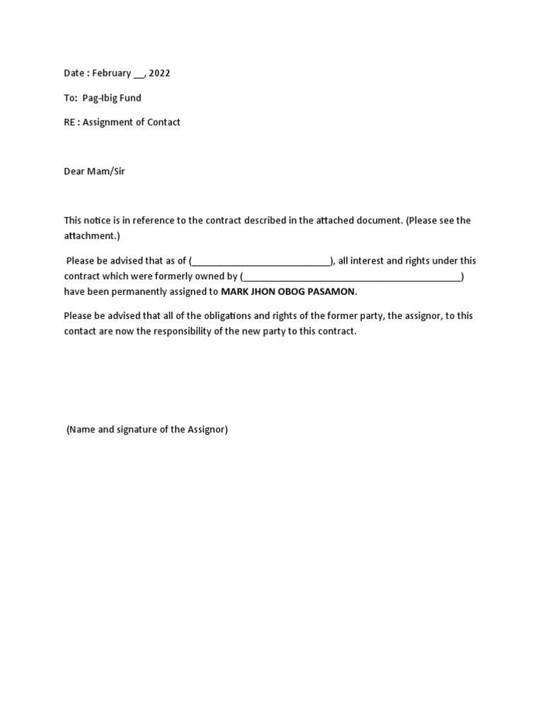 Assignment of Contract | PDF