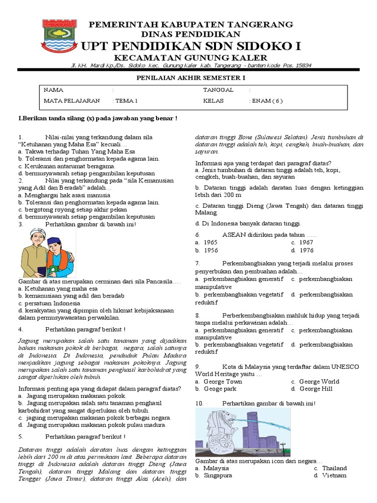 Pas Kelas 6 Tema 1 SM 1 | PDF
