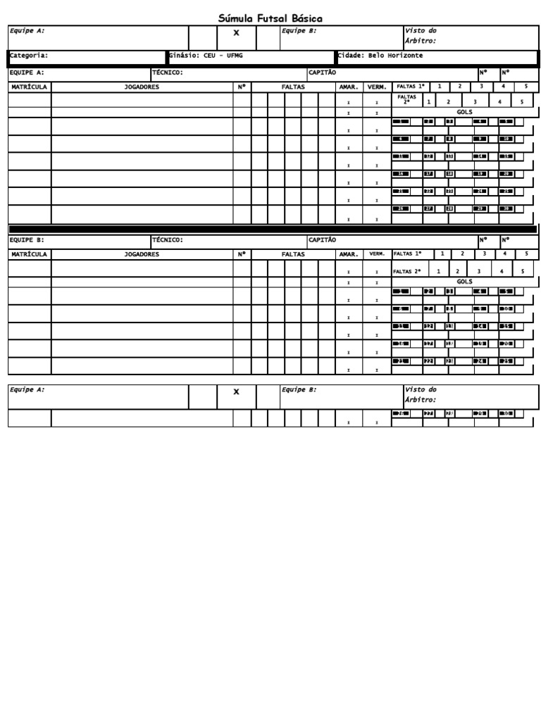 Súmula Básica Futsal