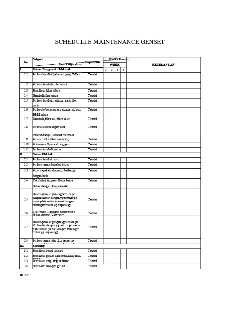 Checklist Genset | PDF