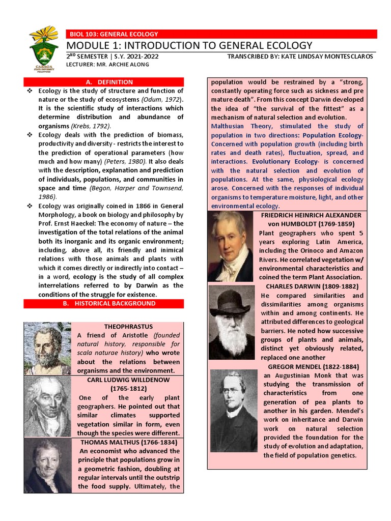 Introduction to General Ecology Concepts | PDF | Genetic Diversity ...