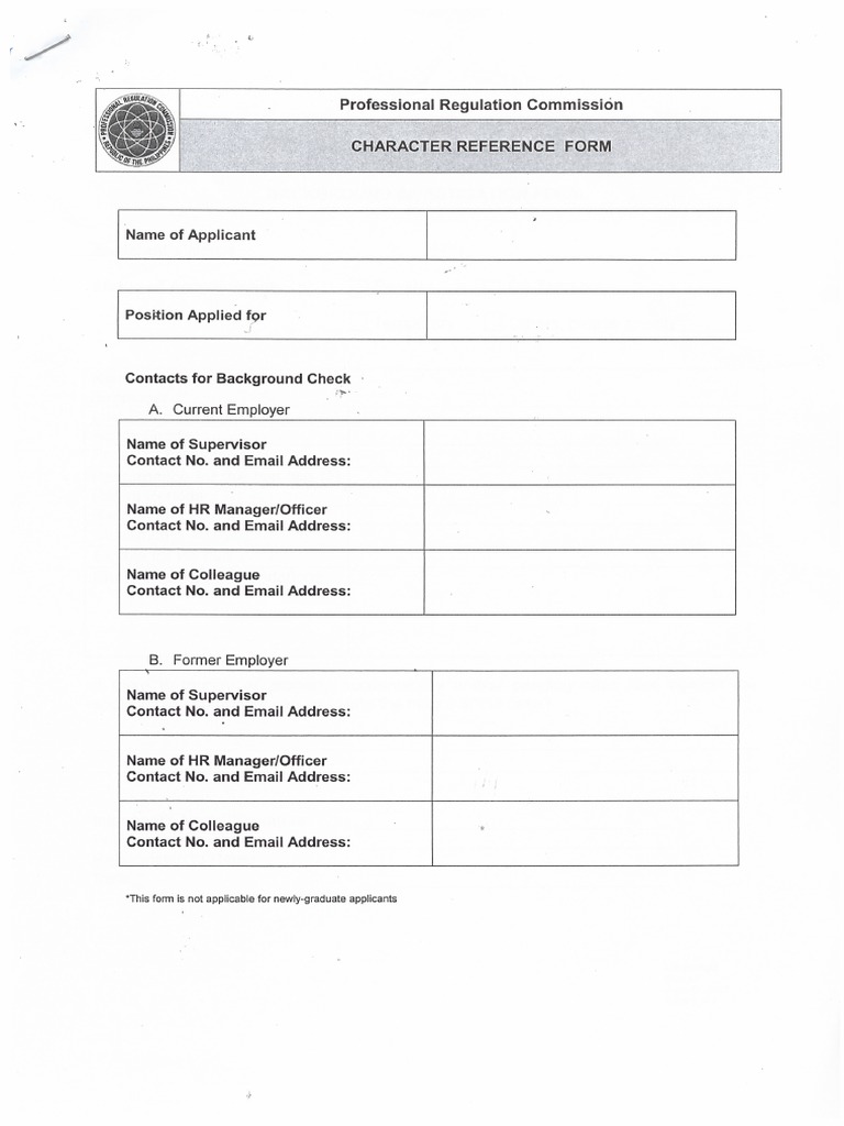 Character Reference Form | PDF