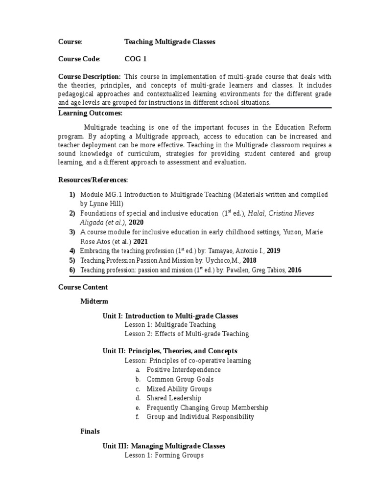 Teaching Multi Grade Classes | PDF | Teachers | Classroom