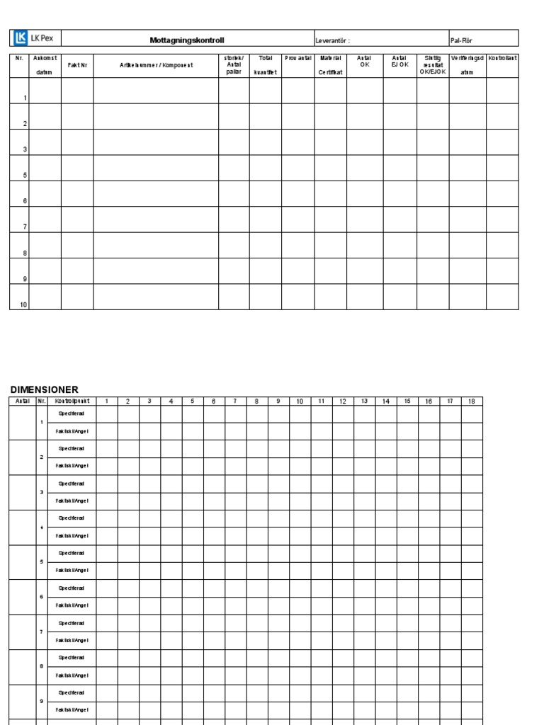 Receiving Inspection Form | PDF