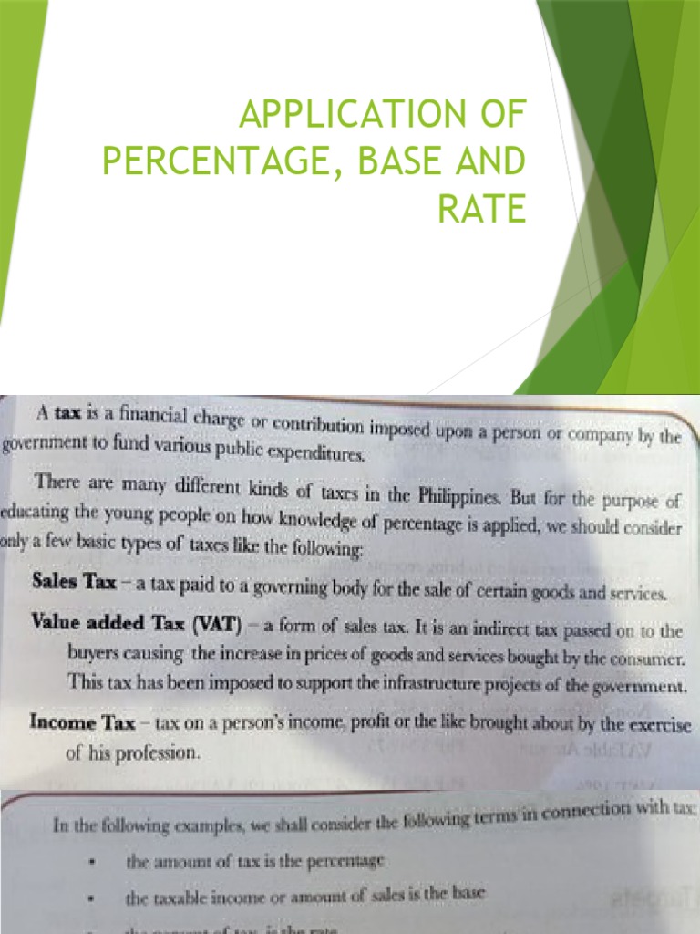 Application of Percentage Base and Rate | PDF