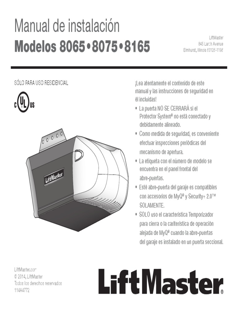 Manual Liftmaster | PDF | Tornillo | Bienes manufacturados