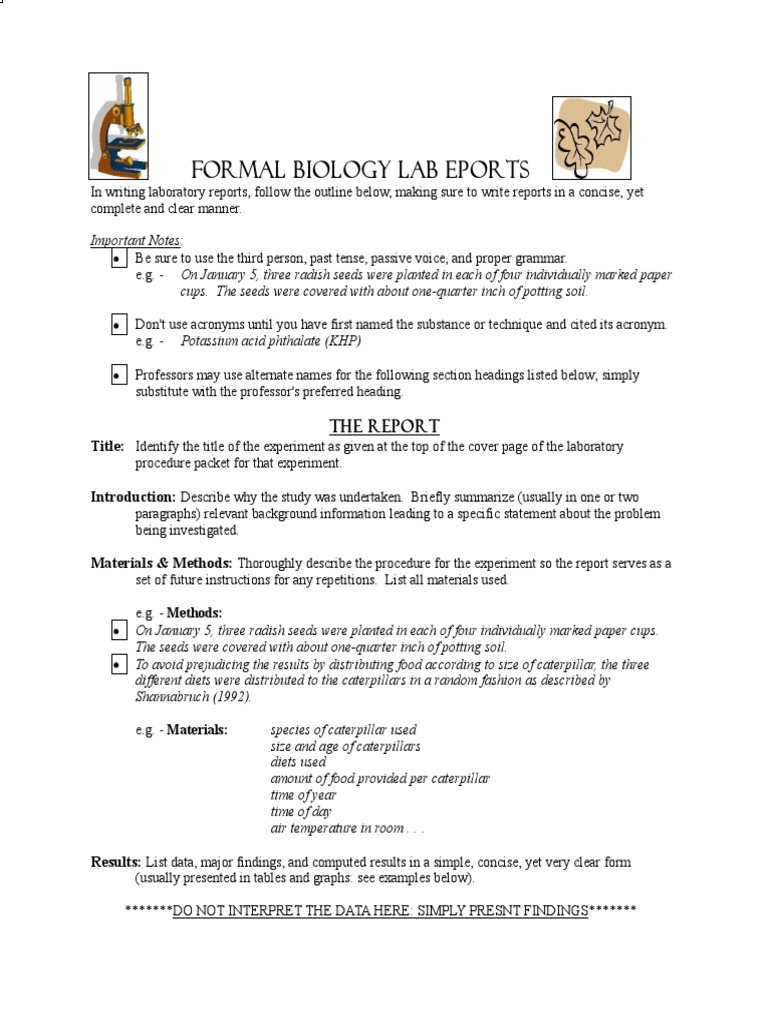 Formal Biology Lab Reports | PDF | Laboratories | Foods