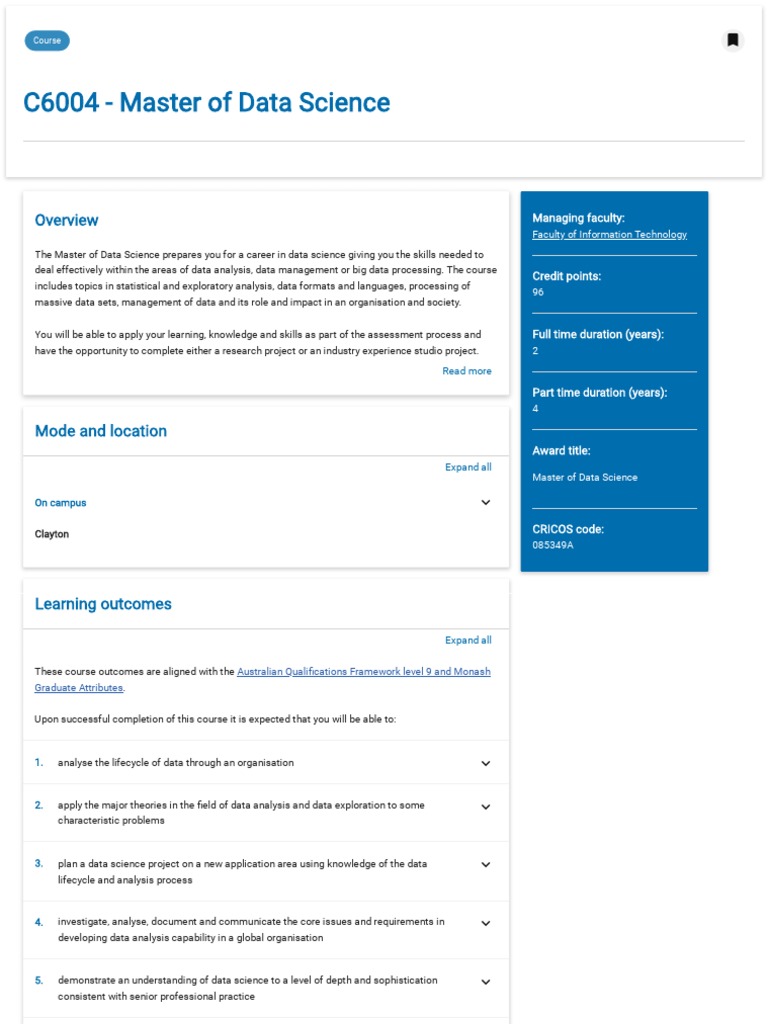 Master of Data Science Monash 2020 | PDF | Data Science | Thesis