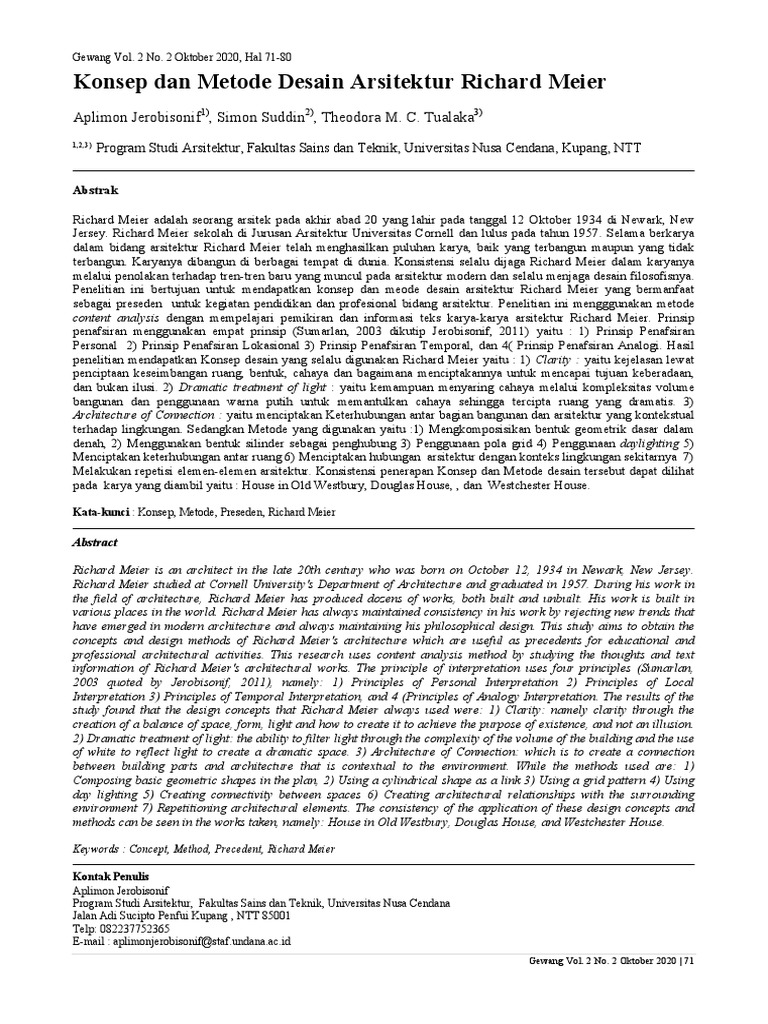 Konsep Dan Metode Desain Arsitektur Richard Meier | PDF
