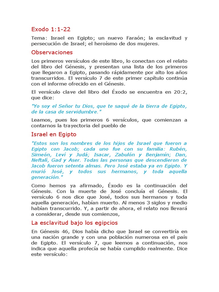 Exodo 1 | PDF | Jacob | Libro del éxodo