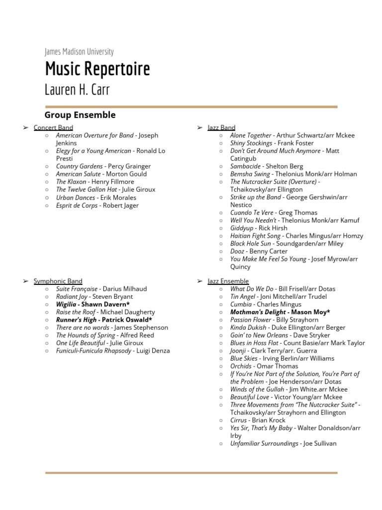 Music Repertoire | PDF