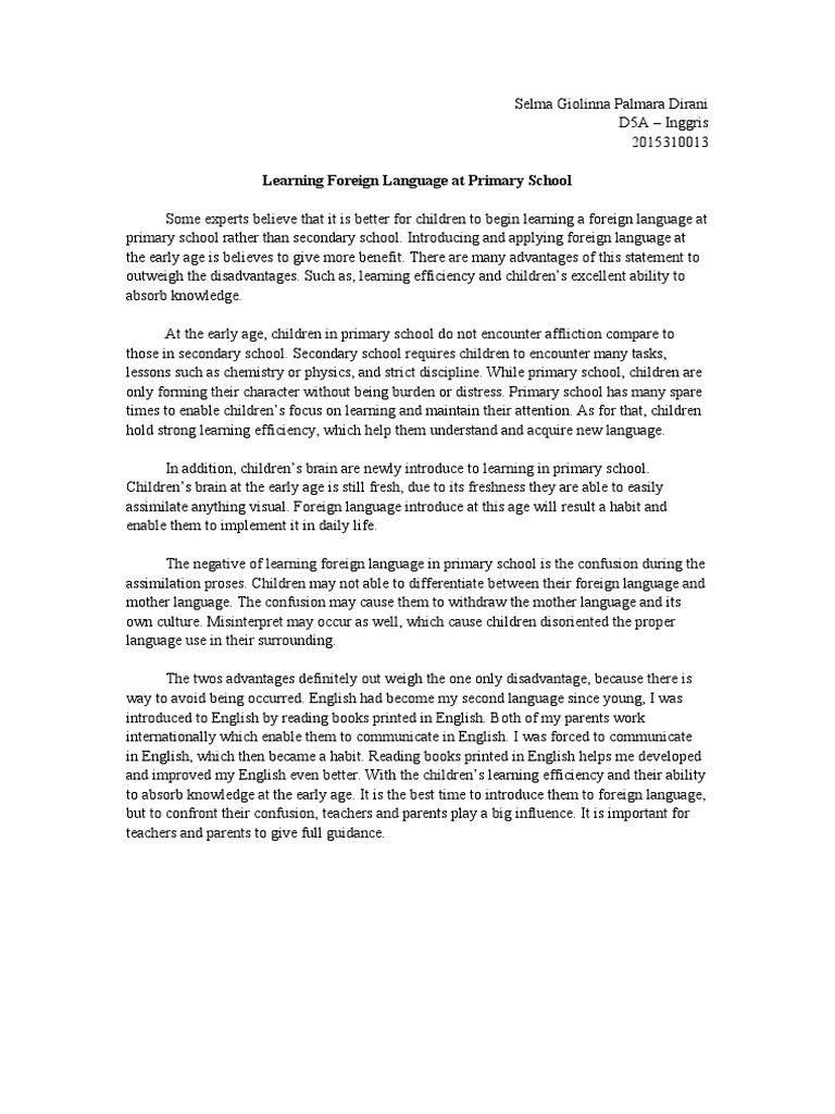 Learning Foreign Language at Primary School | PDF | Teachers | Foreign ...