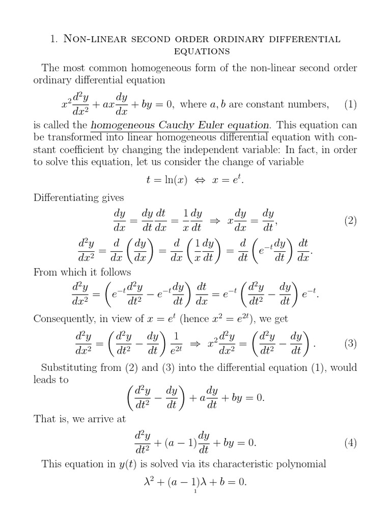 Cauchy - Euler's Second Order Homogeneous Differential Equations ...
