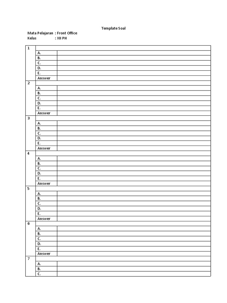 TEMPLATE SOAL PENILAIAN ONLINE-Front Office Kelas XII | PDF TEMPLATE SOAL PENILAIAN ONLINE-Front Office Kelas XII | PDF