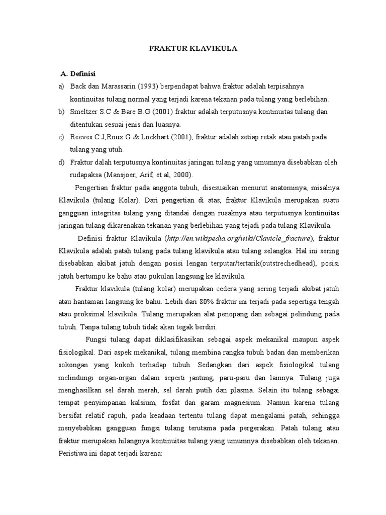 Panduan Fraktur Klavikula: Definisi dan Penanganan | PDF
