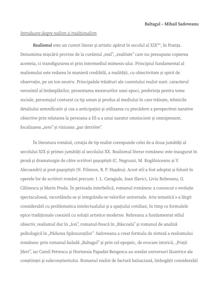 Baltagul - Mihail Sadoveanu | PDF