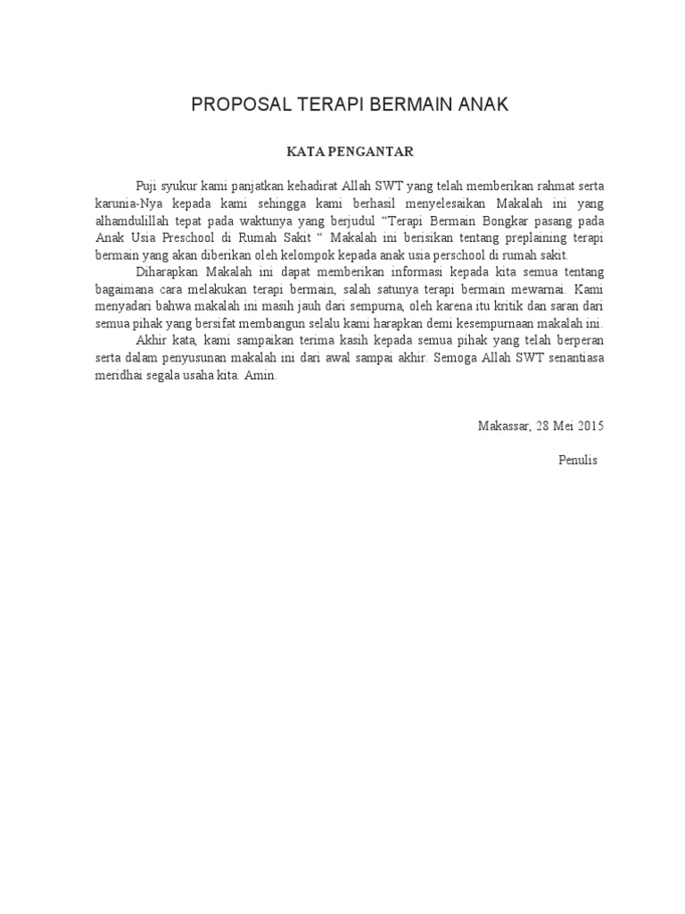 Contoh Proposal Bermain | PDF | Sains & Matematika