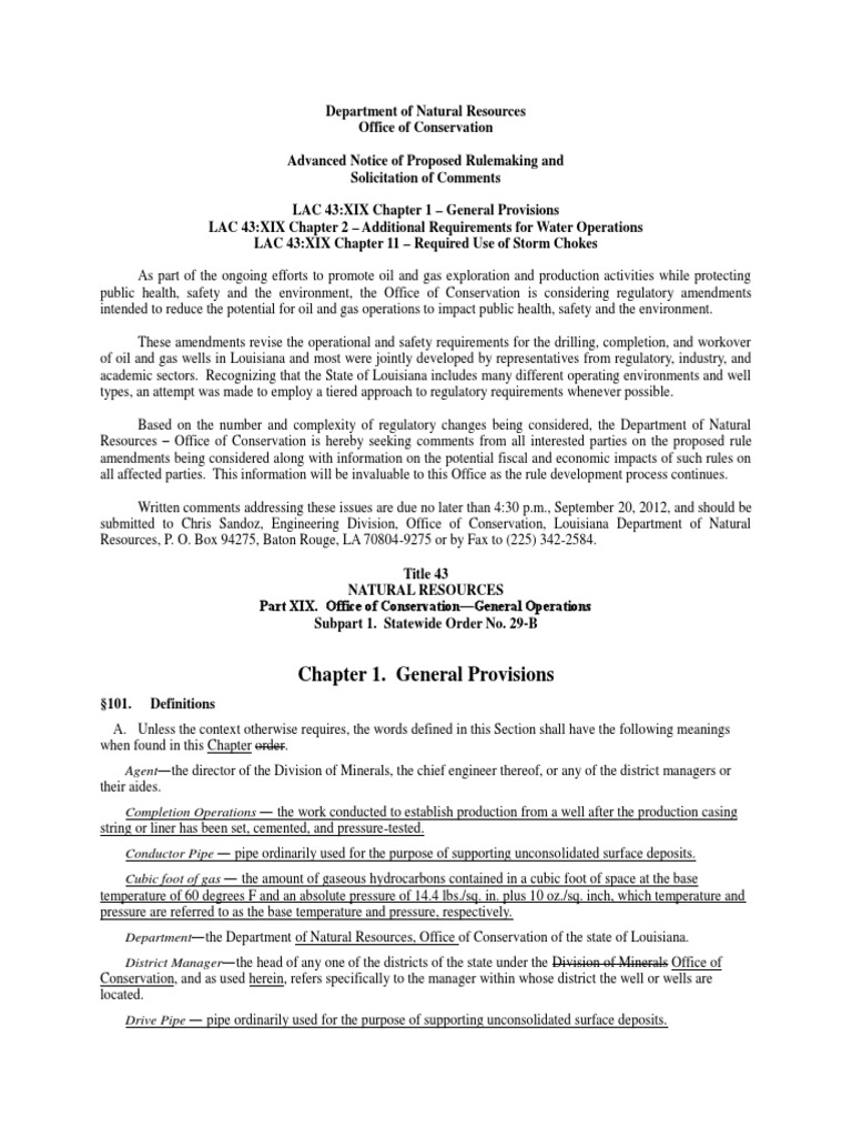 Louisiana Department of Natural Resources Requirements | PDF | Casing ...