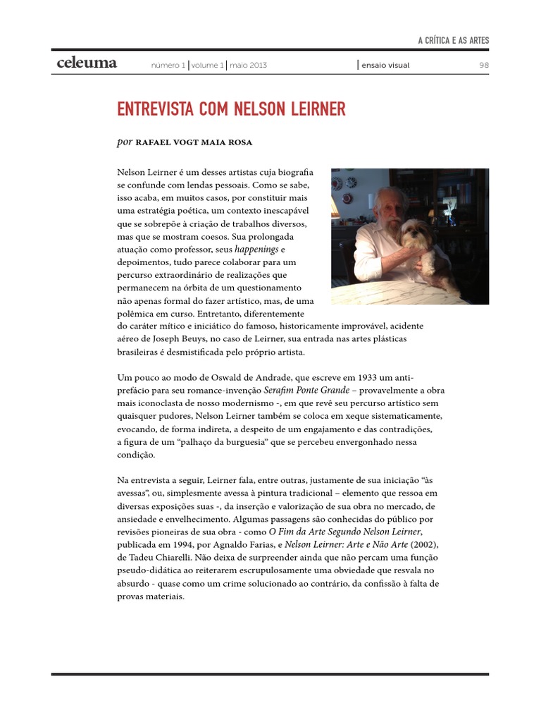 Celeuma Entrevista Com Nelson Leirner | PDF | Beleza | Crítica