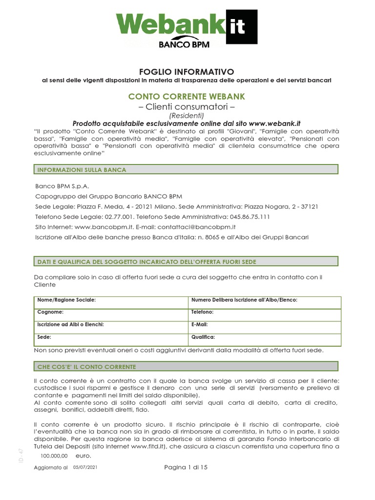 Foglio Informativo | PDF