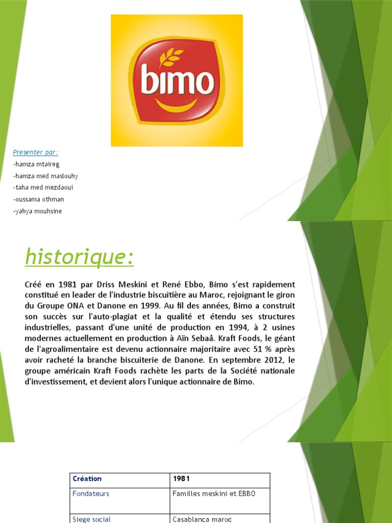 Bimo : Leader de la Biscuiterie au Maroc | PDF | Affaires | Technologie ...