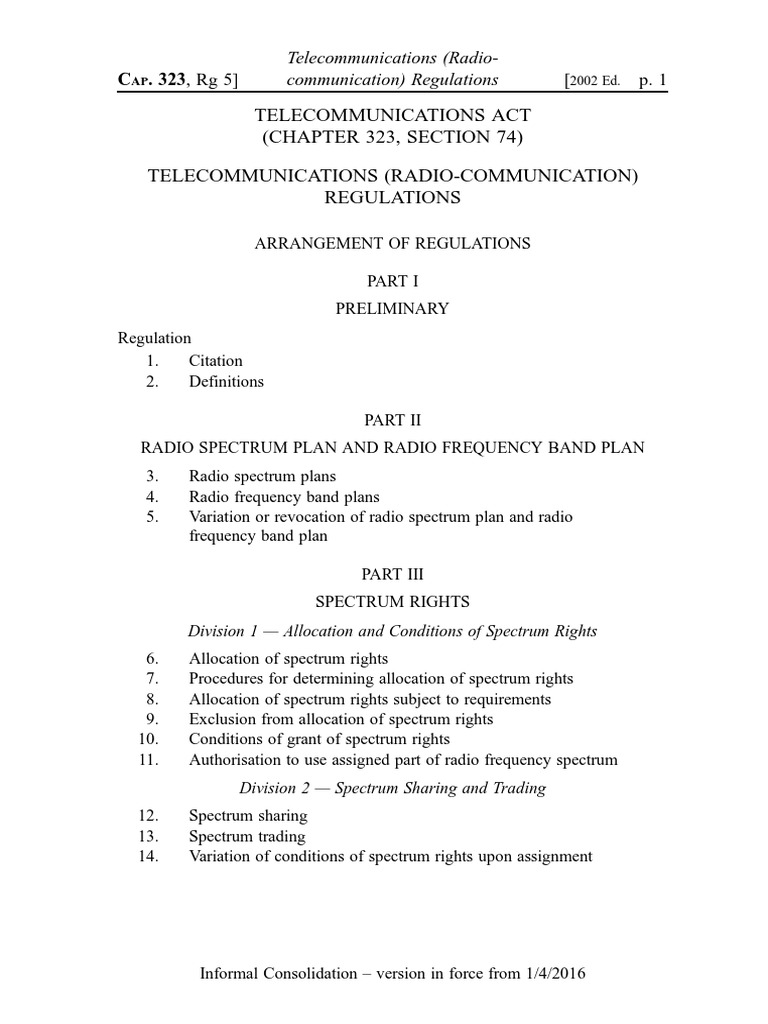 Telecommunications Radio-Regulations Overview | PDF | Radio Spectrum ...