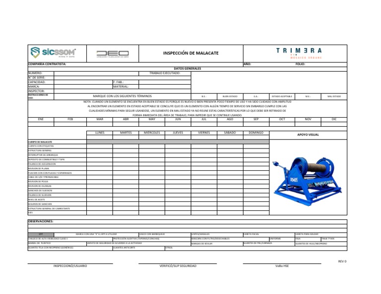 Check List de Malacate A Gasolina | PDF