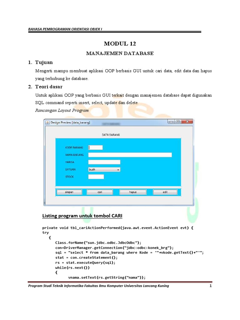 OOP GUI Database Management | PDF