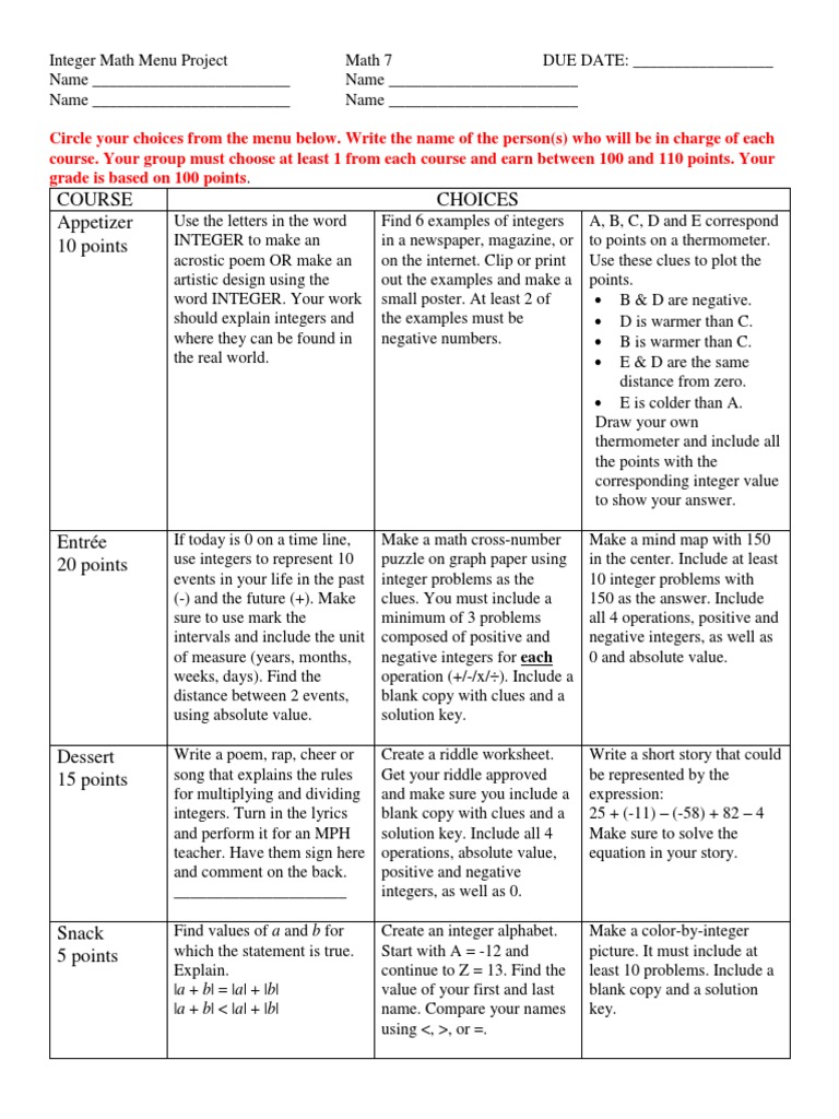 Q1 Integer Project Group | PDF | Mathematics | Mathematical Concepts