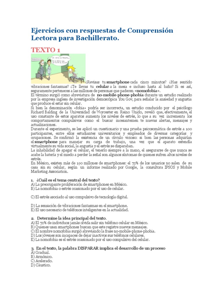 Ejercicios Comprensión Lectora para Bachillerato | PDF | Leonardo Da Vinci | Dormir