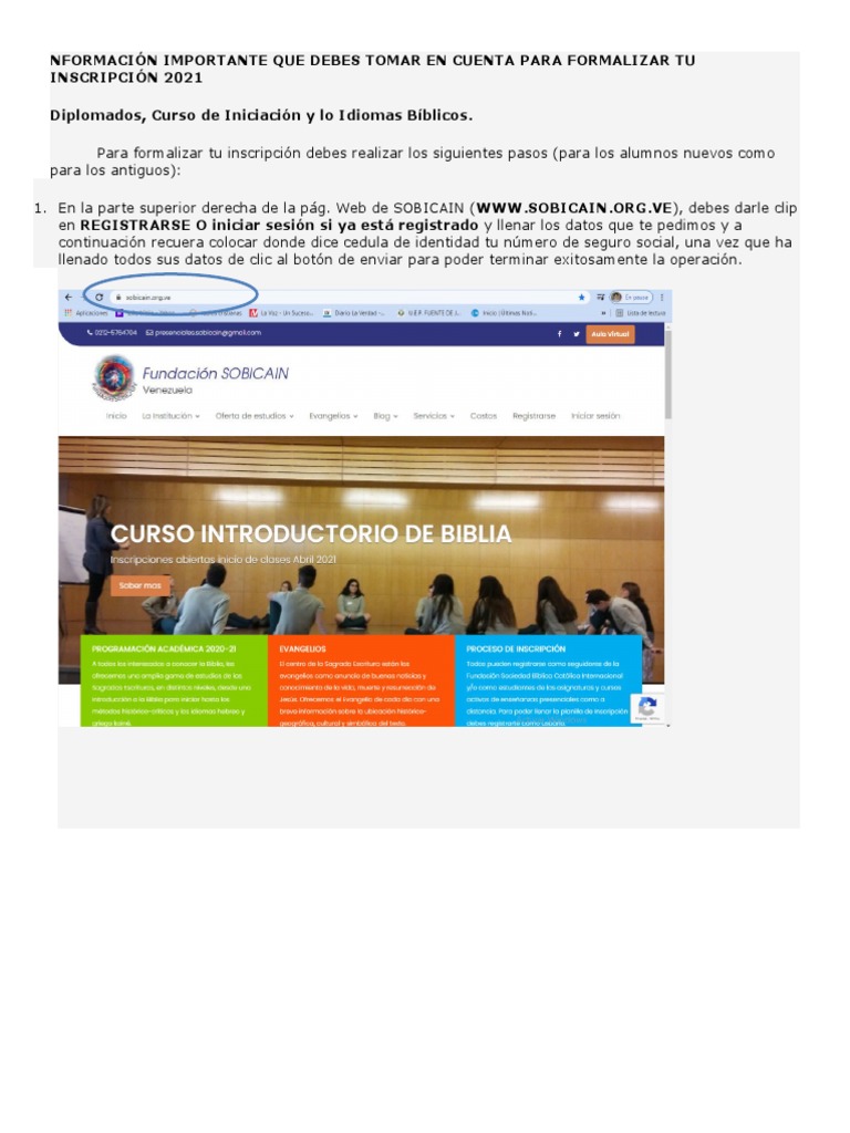 Pasos para Inscripcion 2021 | PDF